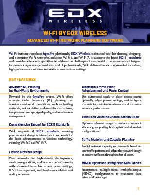 Product Brief - EDX Wireless Planning Software